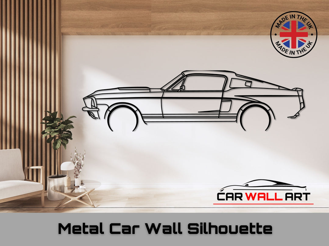 Mustang Fastback 1969, Silhouette Metal Wall Art – CarWallArtUk