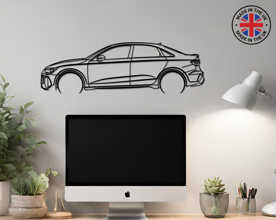 RS3 8Y Saloon, Silhouette Metal Wall Art – CarWallArtUk