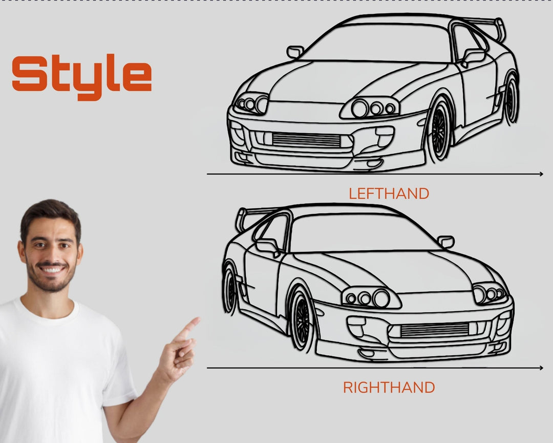 Supra Mk4 front Angle, Silhouette Metal Wall Art – CarWallArtUk