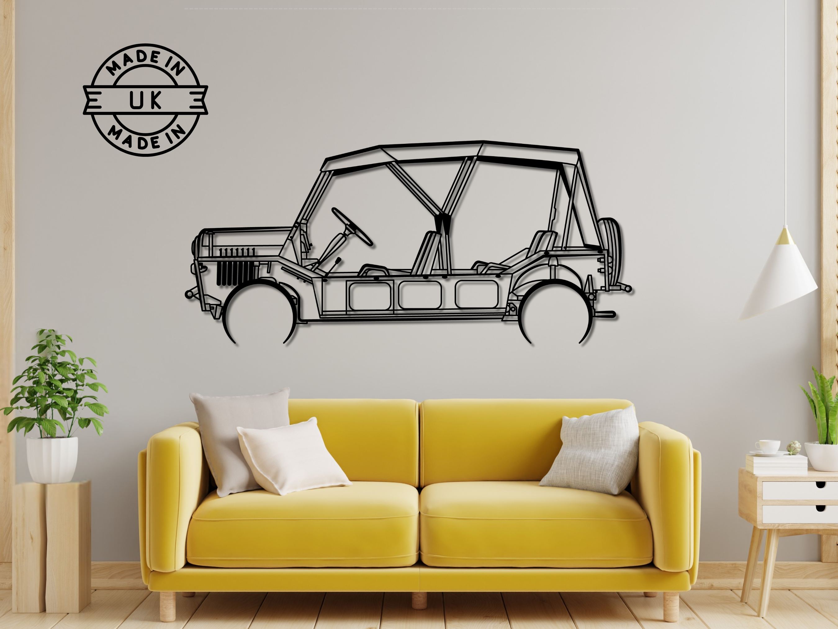 Mini Moke, Detailed Silhouette Metal Wall Art – CarWallArtUk